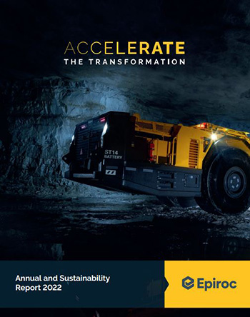 Relatório anual de resultados e sustentabilidade da Epiroc destaca